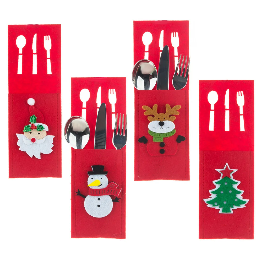4pcs-set-Christmas-Decor-Christmas-Silverware-Holders-Snowman-Cutlery ...