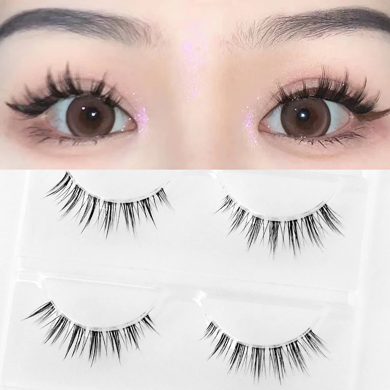 3 Pairs Japanese False Eyelashes Handmade Transparent Stem Lashes ...