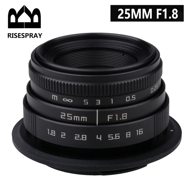 RISESPRAY Large Aperture 25mm F1.8 APS-C Manual Focus cctv Movie Lens ...