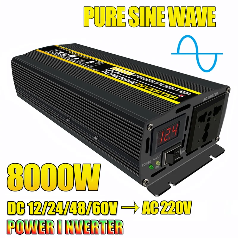 Inversor de onda senoidal pura, transformador de tensão, inversor solar, DC 12, 24, 48, 60V para ...
