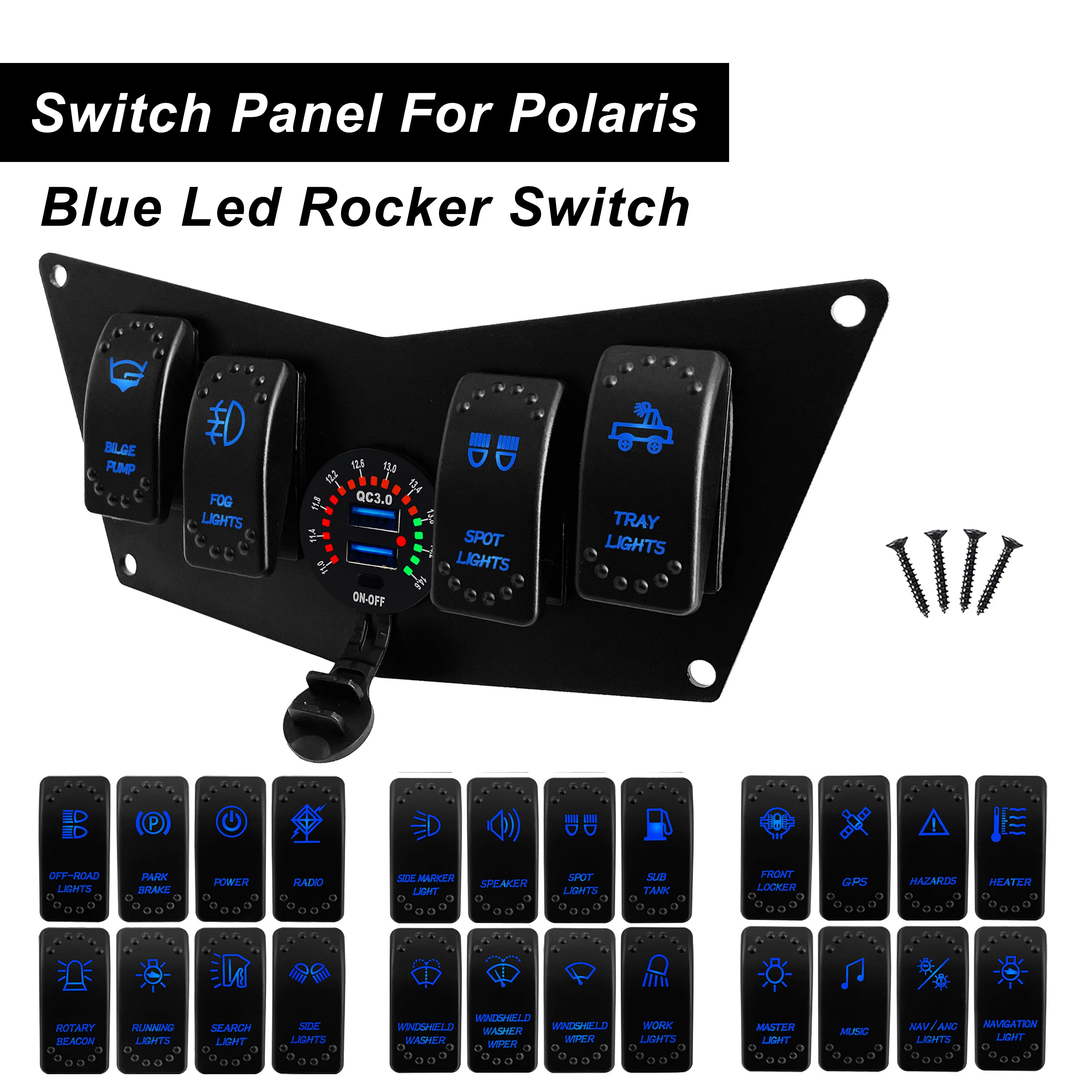 Custom-4-Gang-Rocker-Switch-Panel-for-Polaris-Car-Boat-Laser-Design ...