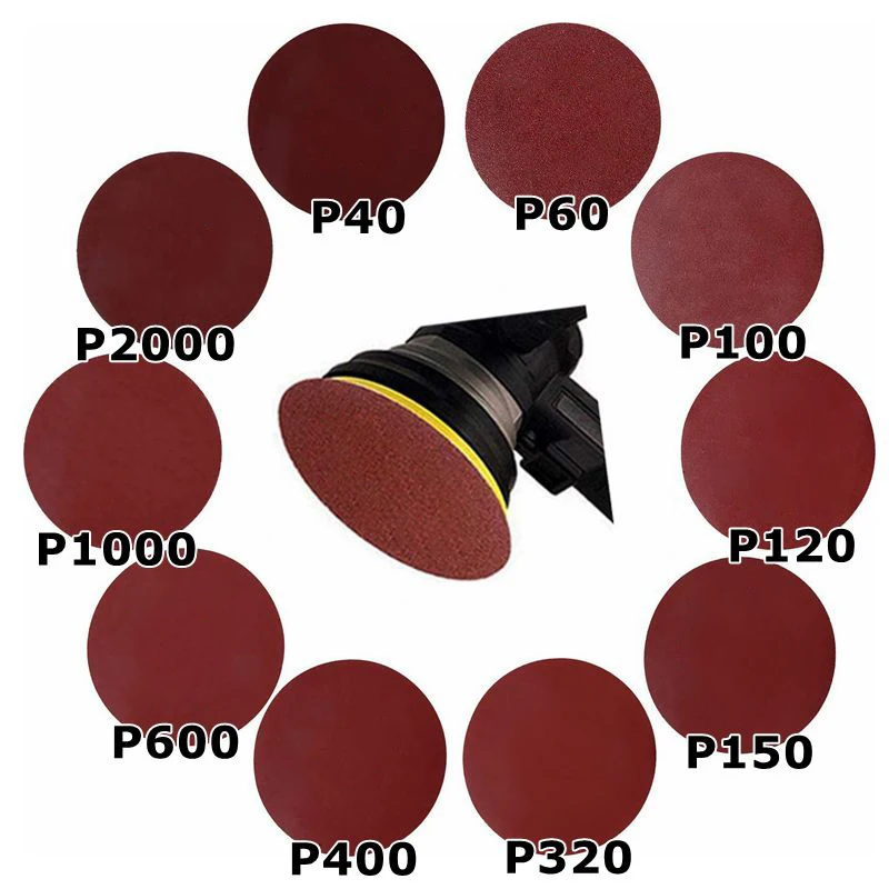 10PCS-4-5-6-7Inch-Sanding-Discs-Round-Shape-Sandpaper-60-400-Grit-Hook ...