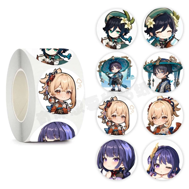 Hot Genshin Impact 500 Stickers/Roll Waterproof Embossed Handbook ...