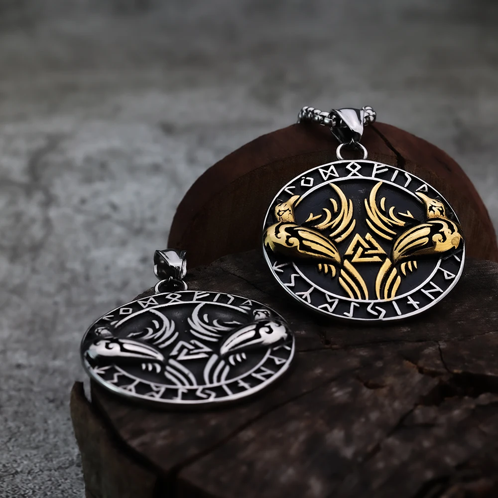 Nordic Vikings Double Crow Triangle Rune European and American Style ...