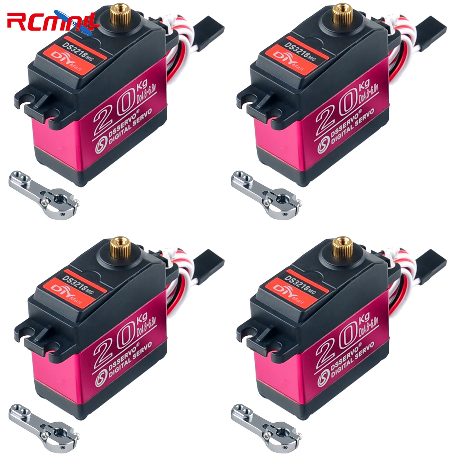 4 Sets 20KG DS3218 Digital Servo 180/270 Degree with 25T Servo Arm ...