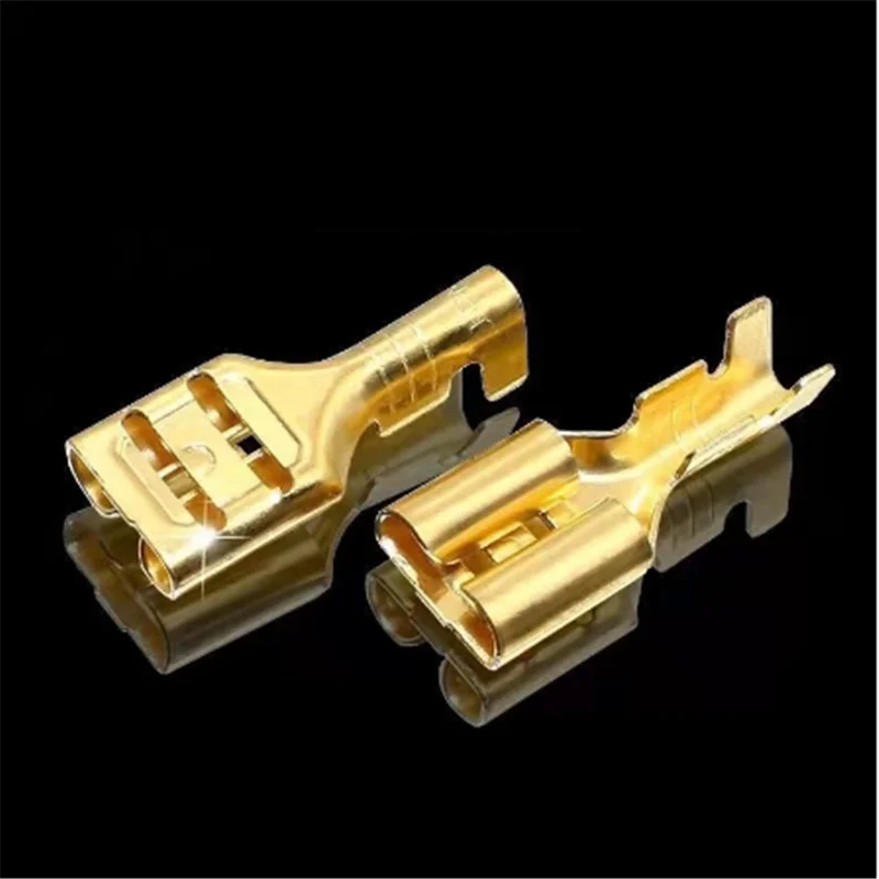 50pcs-6-3mm-Gold-Brass-Car-Speaker-Electric-Wire-Connectors-Set-Female ...