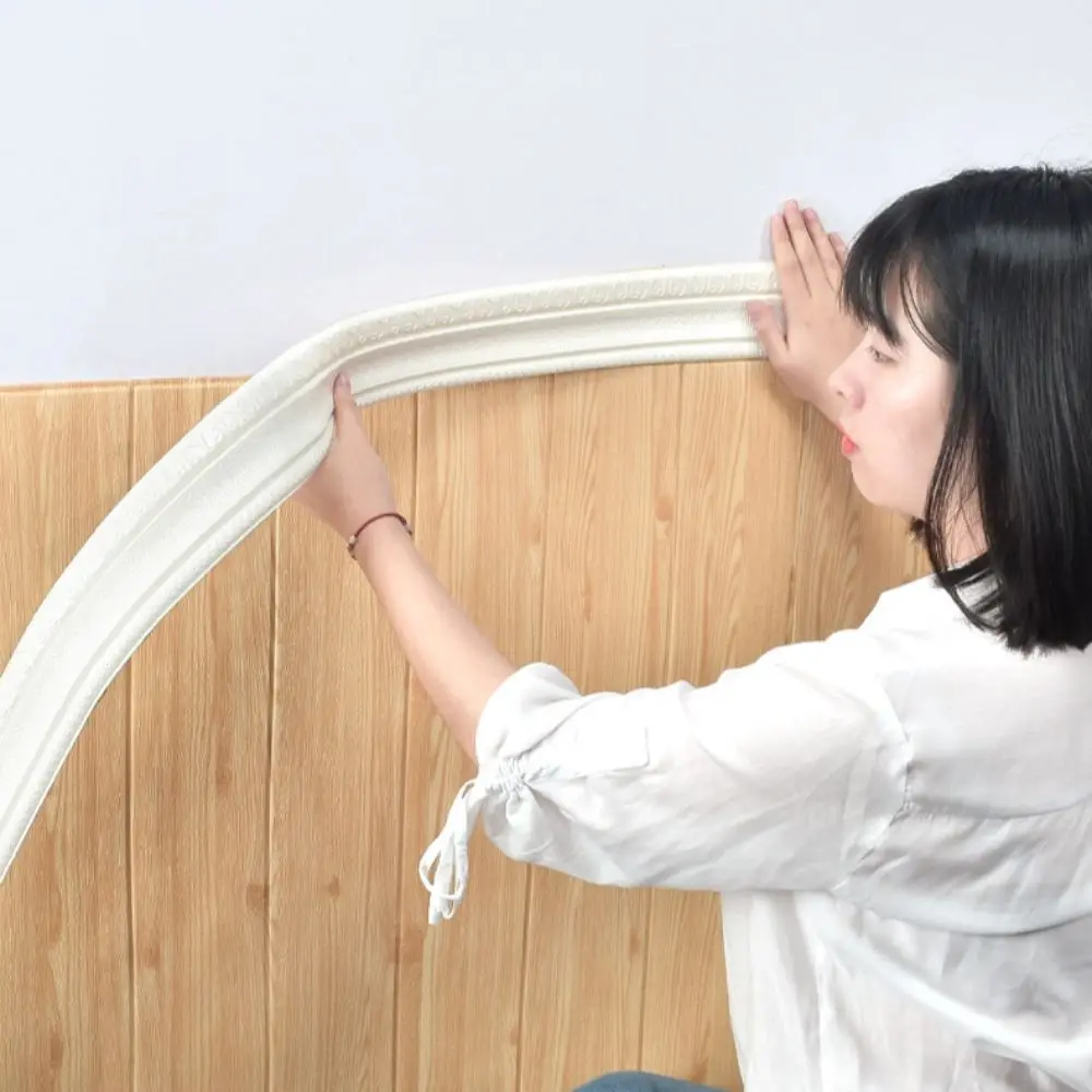 2.3m * 8cm XPE Foam 3D Skirting Line Self-adhesive Waterproof Tiles ...