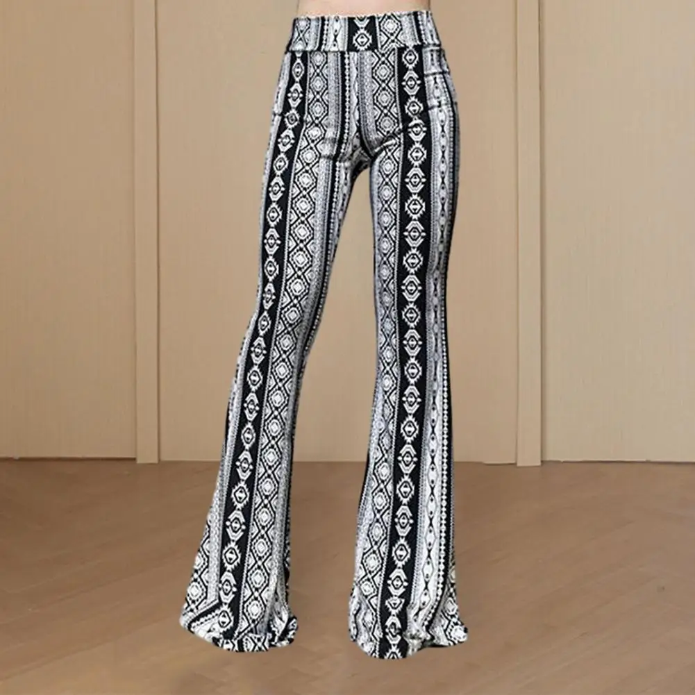 Women-Long-Pants-Vintage-70s-Flared-Hem-Leopard-Print-Stretchy-Yoga ...