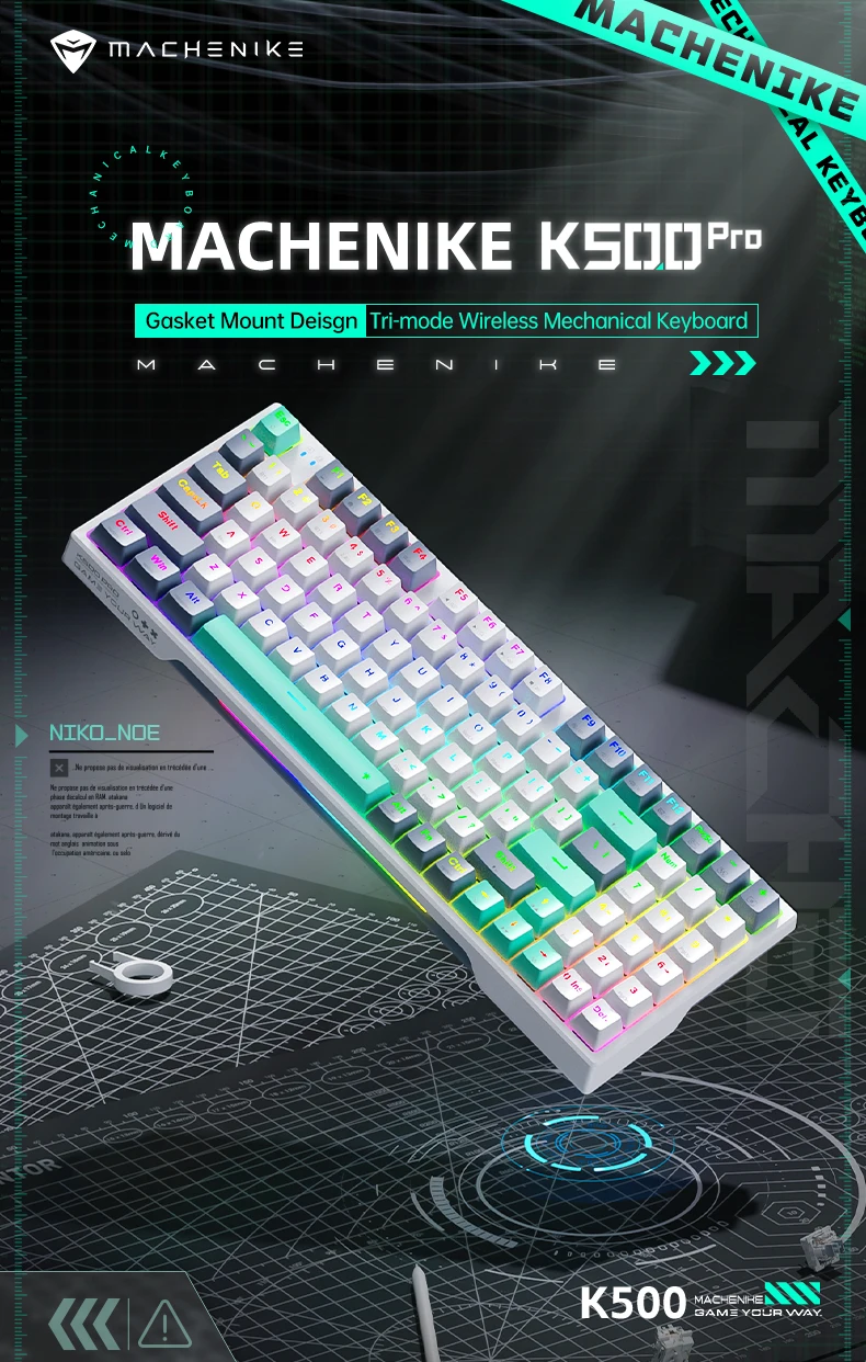 Machneike K500 Pro Gasket Mounted Hot-swap Wireless Mechanical Keyboard ...