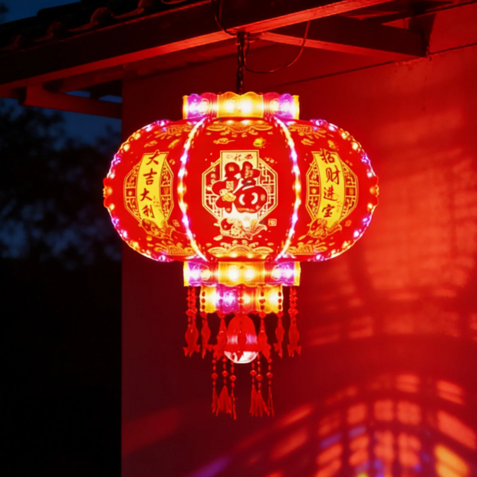 New Year LED Colorful Rotating Chinese Lantern, Moving Home Balcony ...