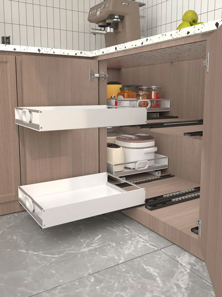 Kitchen Corner Cabinet Transformation Storage Drawer Tray Cabinet with ...