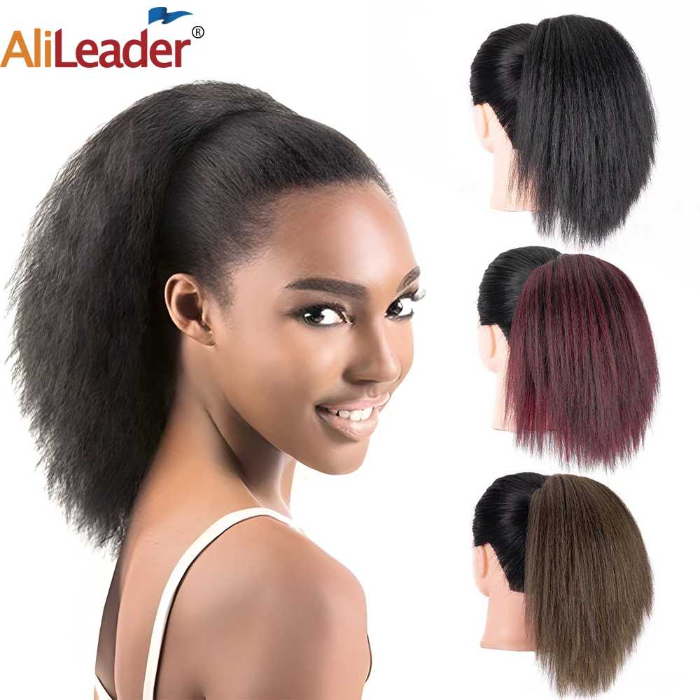 Afro-Puff-Ponytail-Extensions-10Inch-Yaki-Straight-Drawstring-Ponytail ...