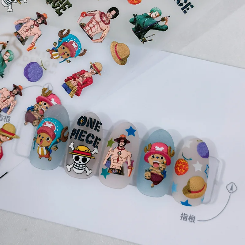 New-One-Piece-Nail-Stickers-Anime-Cartoon-New-Craft-5D-Thin-Tough ...