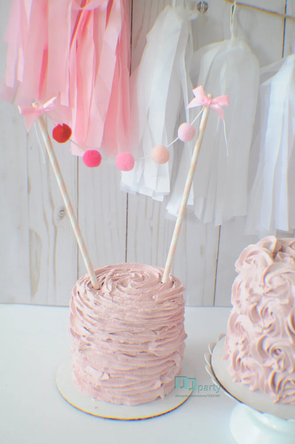 Pink-ombre-cake-topper-Pom-Pom-Cake-topper-cake-topper-pink-cake-topper ...