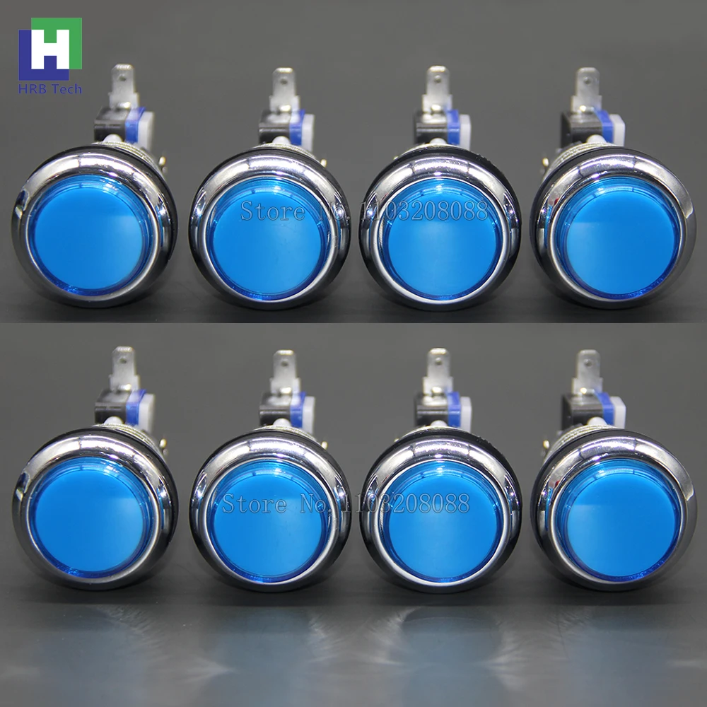 8PCS-CHROME-Plated-illuminated-arcade-push-button-5V-12v-LED-Arcade ...