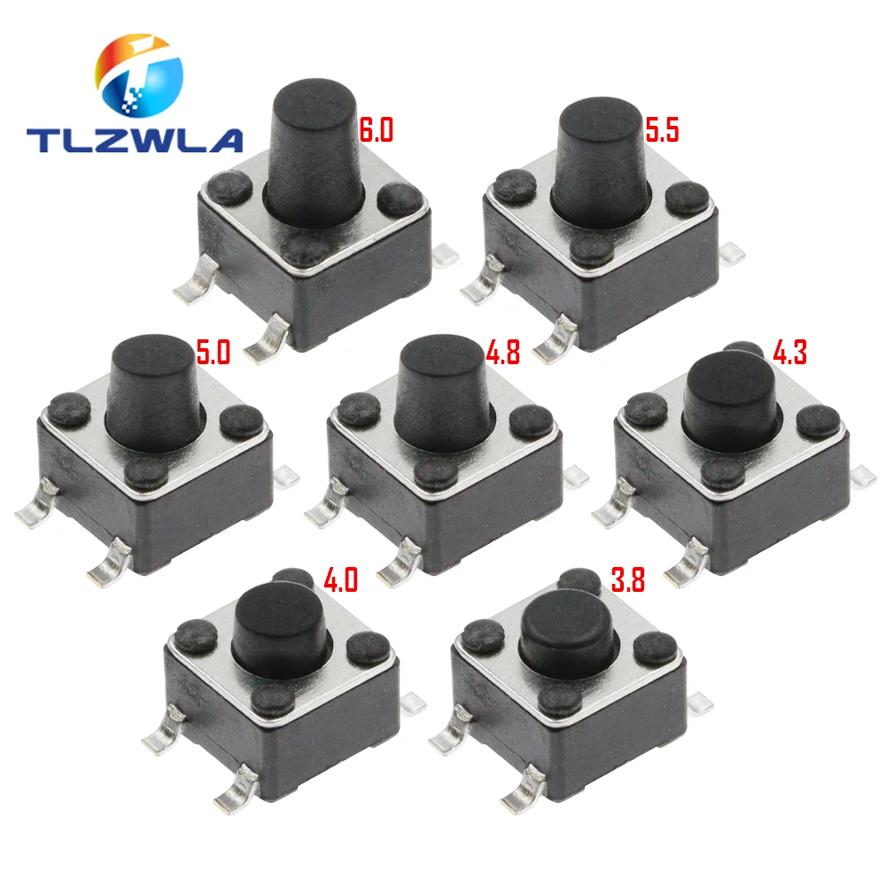 50PCS 4.5X4.5 Push Button Switch SMD 4.5X4.5X3.8 Light Touch Switch 4.5 ...