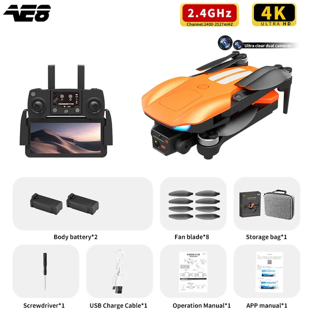 AE8 Pro Max Drone Brushless GPS Drone 360° Obstacle Avoidance Automatic Follow Quadcopter 8K HD ...