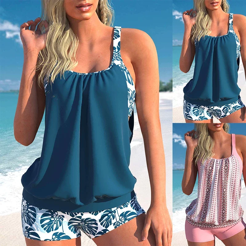 Women-s-Beachwear-Solid-Color-Ladies-Tankini-Tankini-Swimwear-Hanging ...