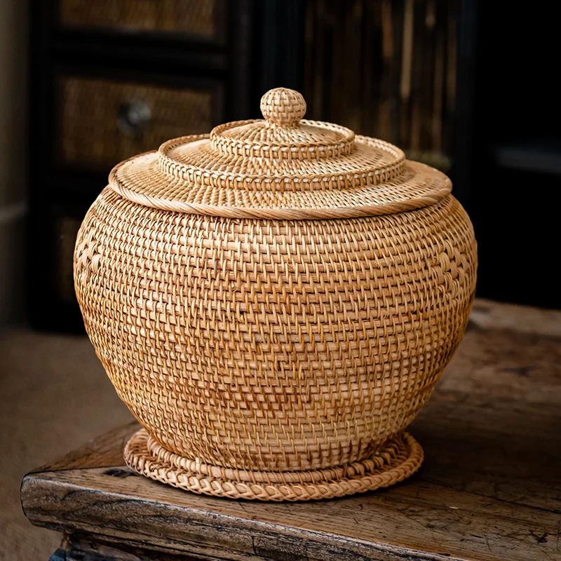Handwoven-Rattan-Tea-Storage-Box-With-Lid-Puer-Tea-Bag-Organizer-Green ...