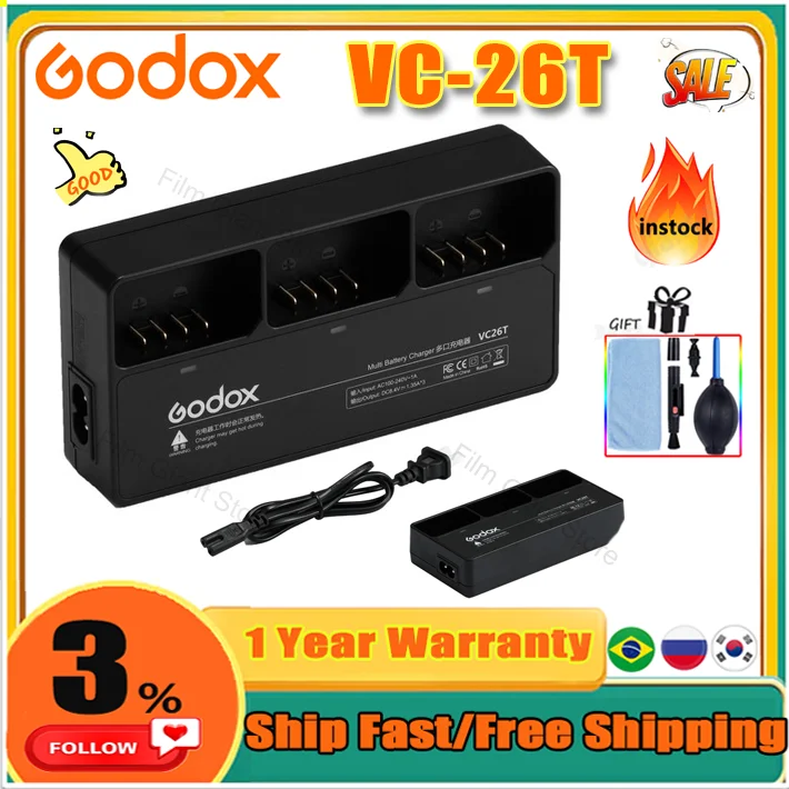 Godox Original VC26 USB Charger / VC-26T AC Multi Charger for V1 ...