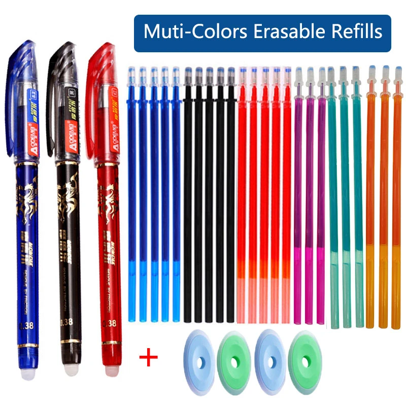 Erasable Gel Pen Set Ballpoint Pens Rod 0.5mm Refills Muti-colors Ink ...