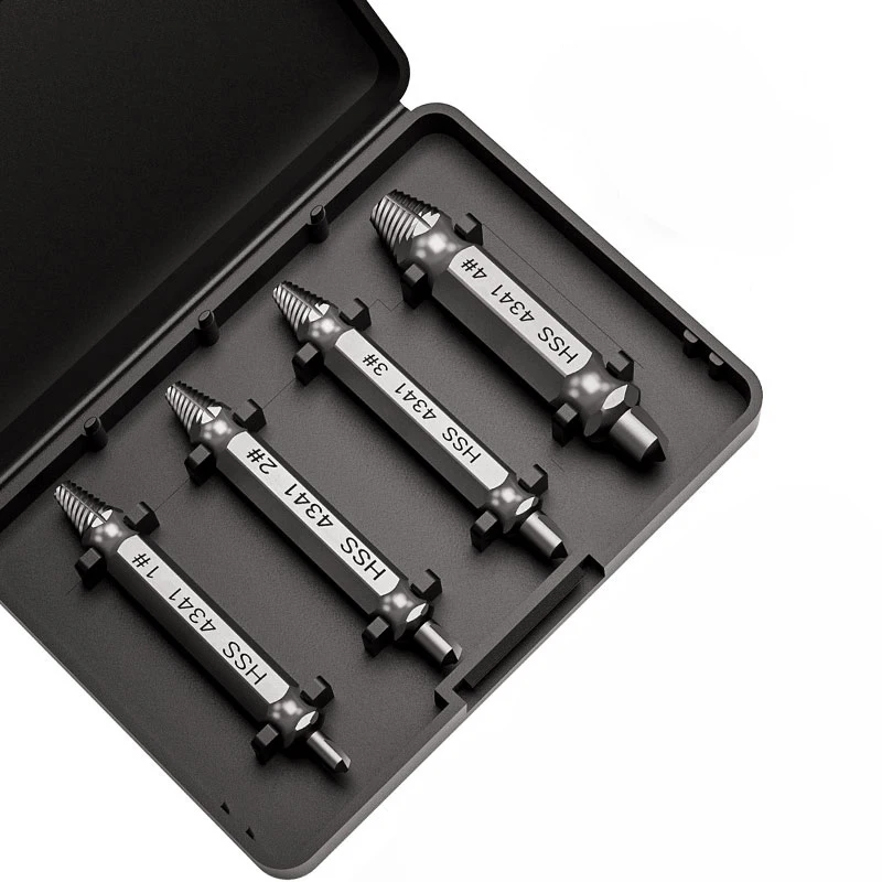 4pcs Damaged Screw Extractor Drill Bits Double Side Damage Easy Out ...