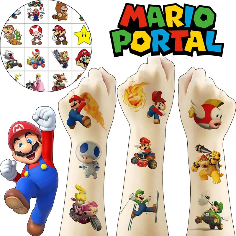 20Pcs-set-Super-Mario-Luigi-Tattoo-Stickers-Waterproof-Temporary ...