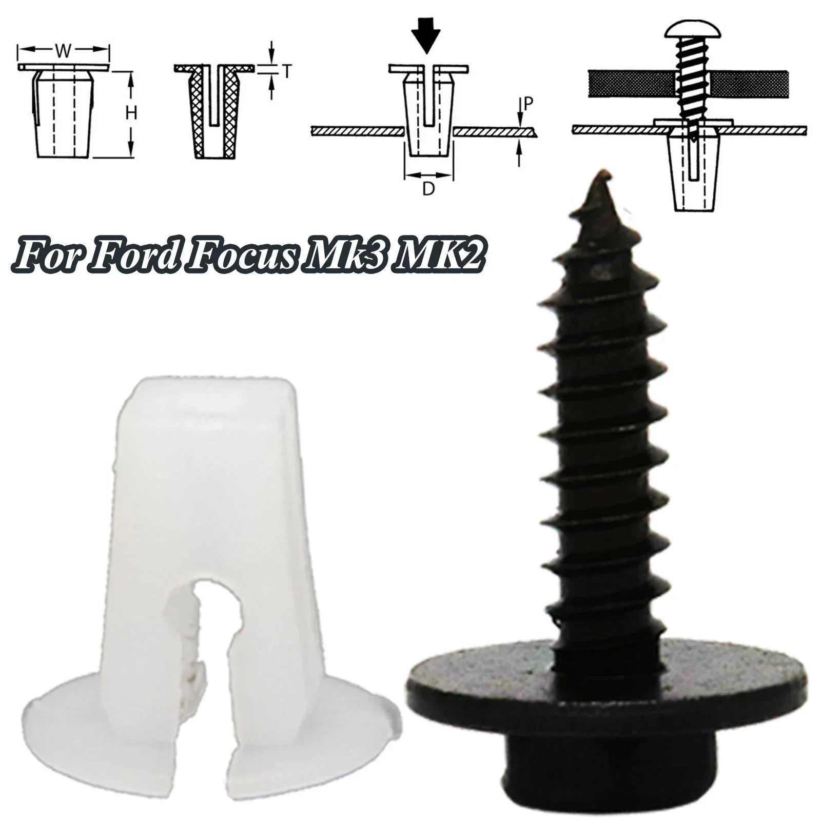 For-Ford-Focus-Mk3-MK2-Car-Trunk-Bumper-Insert-Bonnet-Clips-Exterior ...