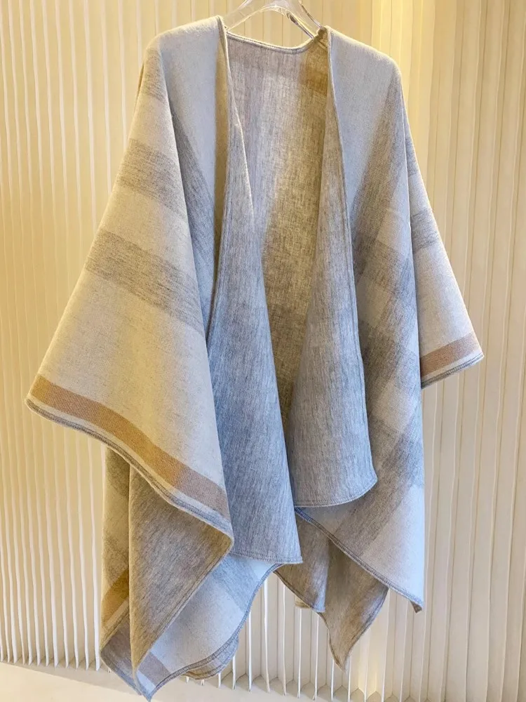 Luxury-Brand-100-Wool-Plaid-Poncho-Oversized-Thicken-Shawl-For-Women ...