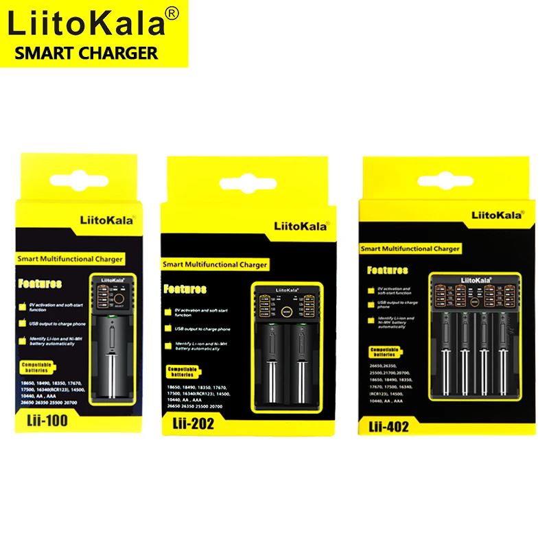 LiitoKala Lii-100 Lii-202 Lii-402 18650 Akkuladegerät für 26650/18350 ...