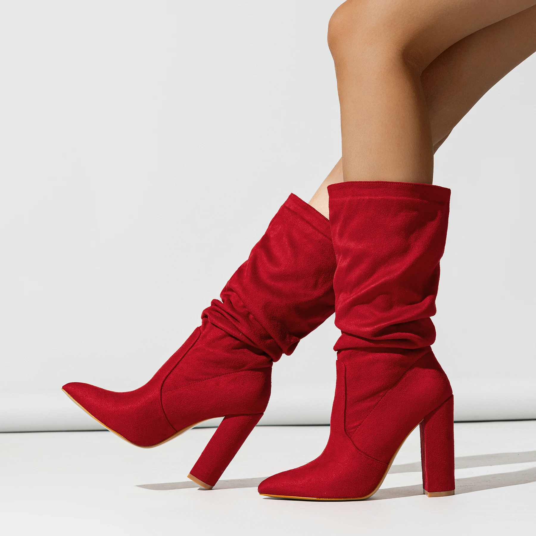Women-Long-Boots-High-Heeled-New-Style-Thick-Heel-Pointed-Fashionable ...