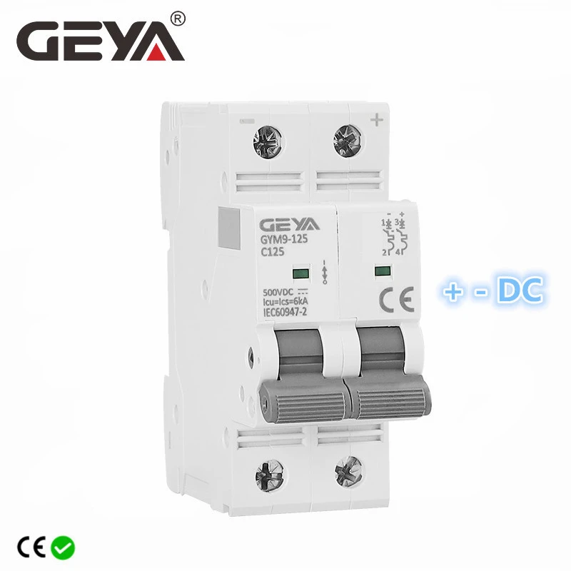 Free Shipping GEYA GYM9 125 DC MCB 2Pole 500VDC Mini Circuit Breaker 80A 100A 125A 6KA ...