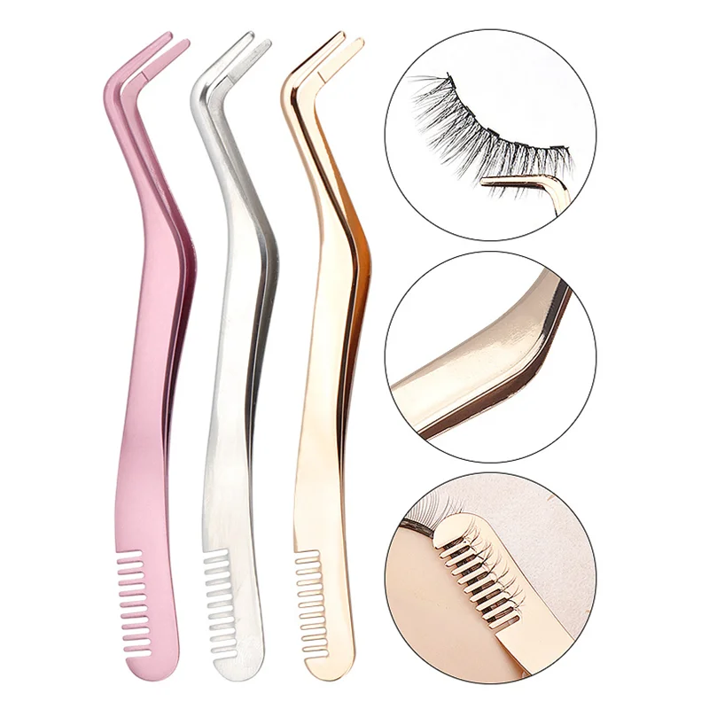 1Pcs-Stainless-Steel-Eyelash-Comb-Tweezers-Anti-Static-Non-Magnetic ...