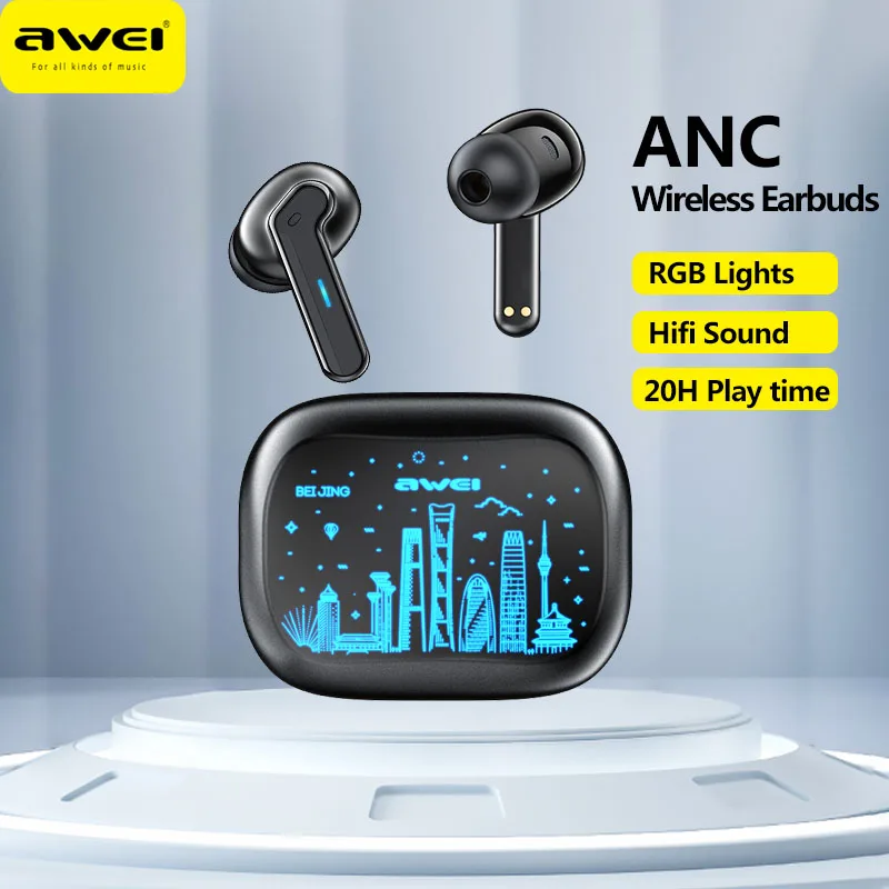 Awei-T53-ANC-Earbuds-TWS-Bluetooth-Earphones-V5-3-ENC-Wireless ...