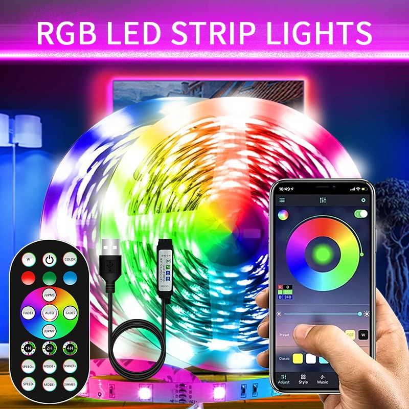 USB-LED-Strip-Light-RGB-Light-Strip-Bluetooth-SMD-5V-USB-RGB-Lights ...