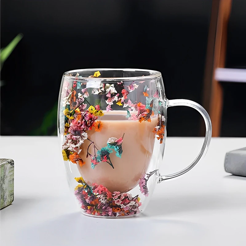 Flower-Sea-Double-Wall-Glass-Mug-Playful-Snail-Coffee-Milk-Cup-High ...