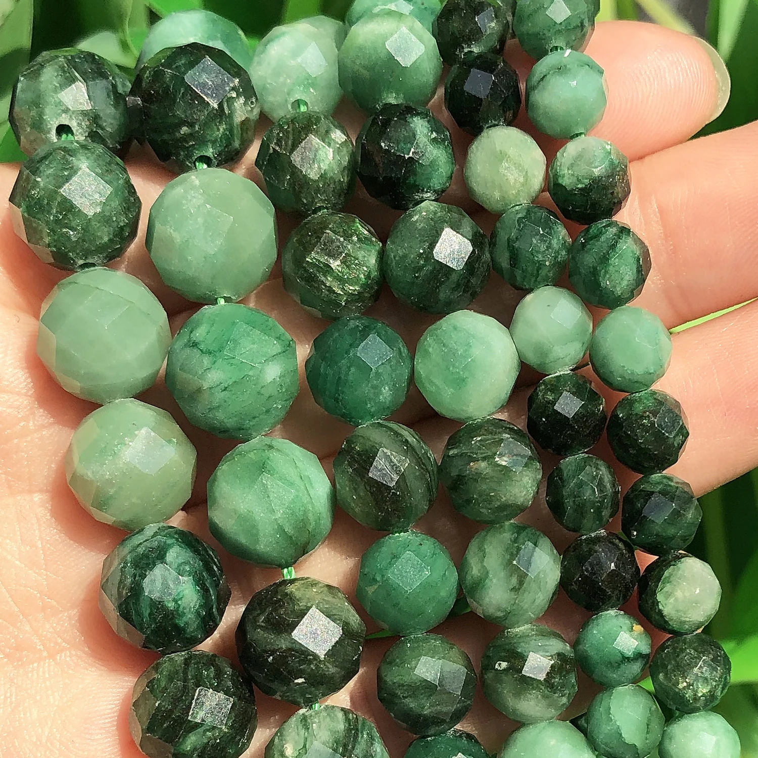 Natural-Eemerald-Genuine-Stone-Beads-Faceted-Green-Mica-Loose-Spacer ...