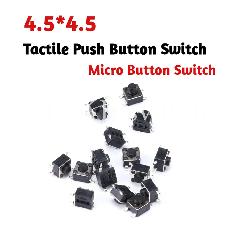 10pcs Micro Switch 4.5*4.5 Momentary SMT SMD Tactile Tact Push Button 4 ...