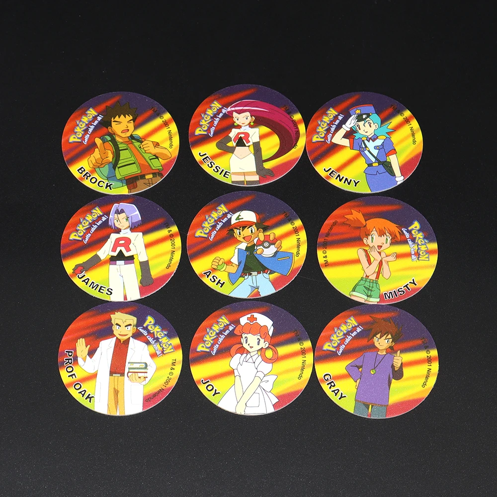 Pokemon tatakart kutusu plastik Pogs yuvarlak inme Pikachu eğitmen kül ...