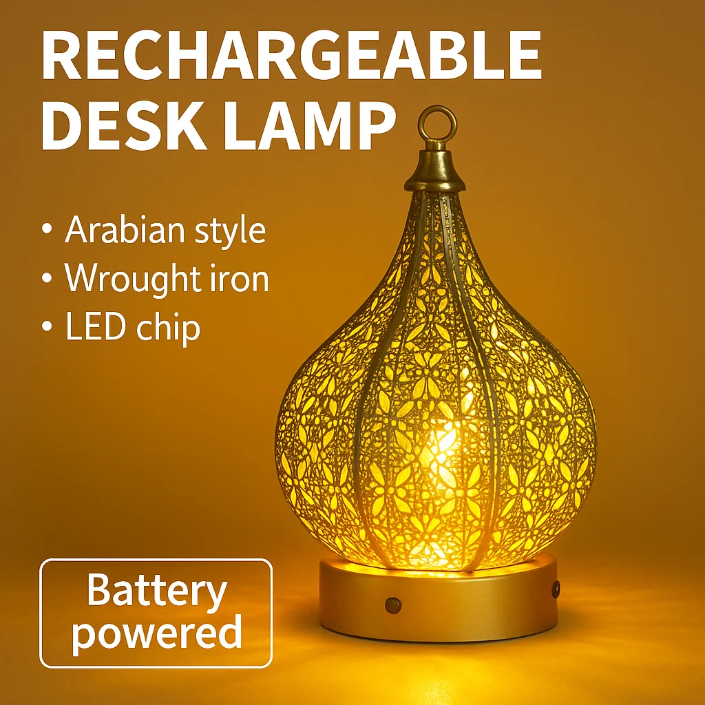 LED Rechargeable Portable Moroccan Arabic Style Table Lamp for Camping ...