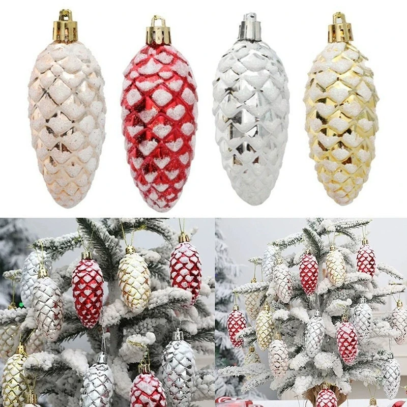 5Pcs Christmas Painted Pine Cone Balls Hanging Pendants Merry Christmas ...