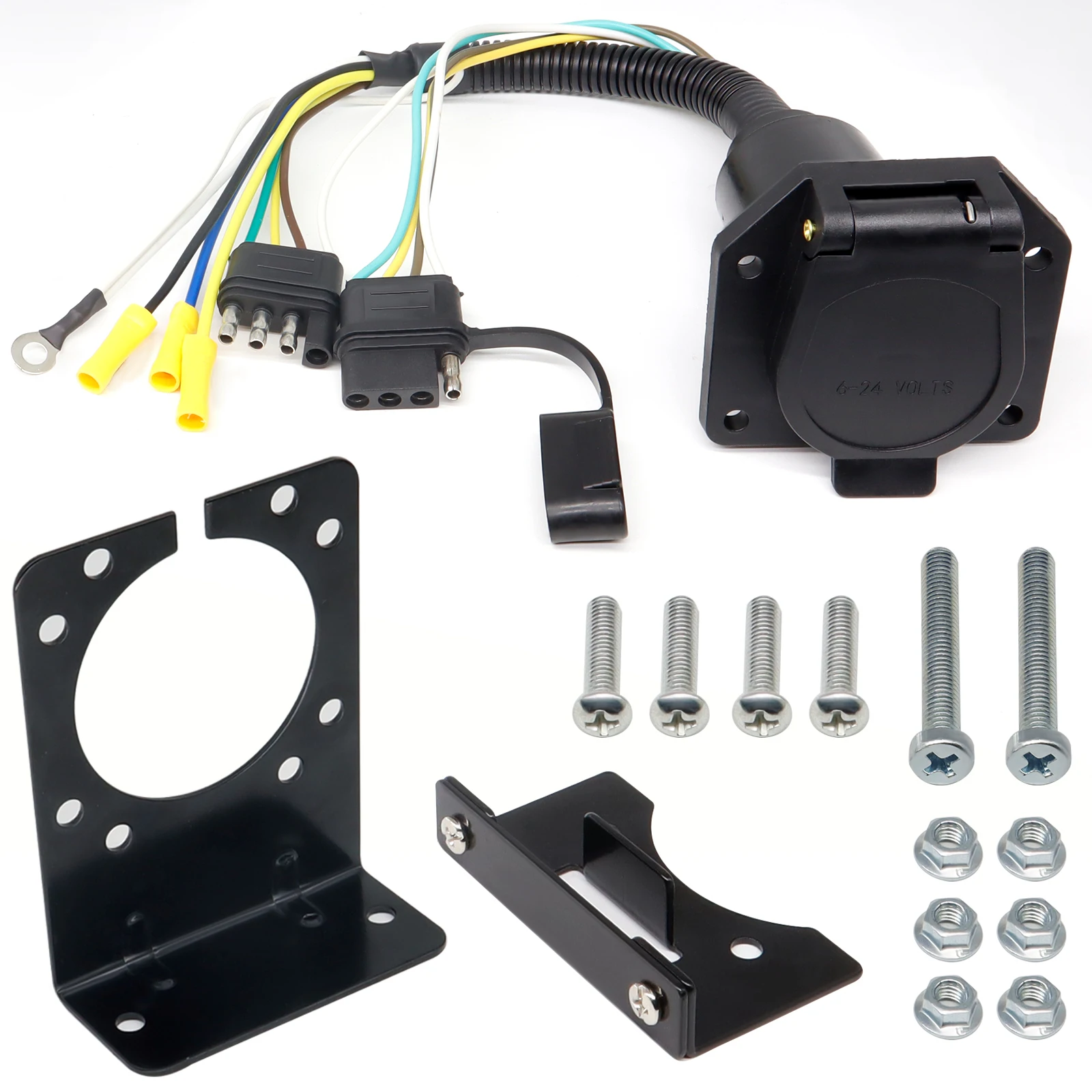 4 Way Pin to 7 Way RV Blade 4 Way Flat Female Trailer Towing Connector ...