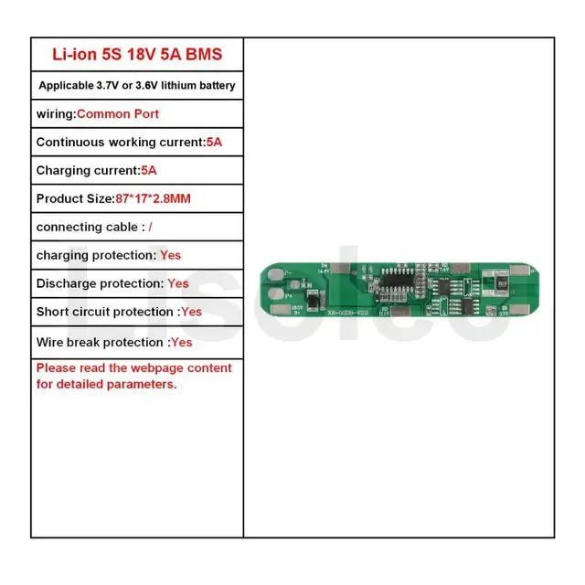 5S BMS 5A 10A Protection Board 18V 21V 18650 Li-ion Lipo Lithium ...