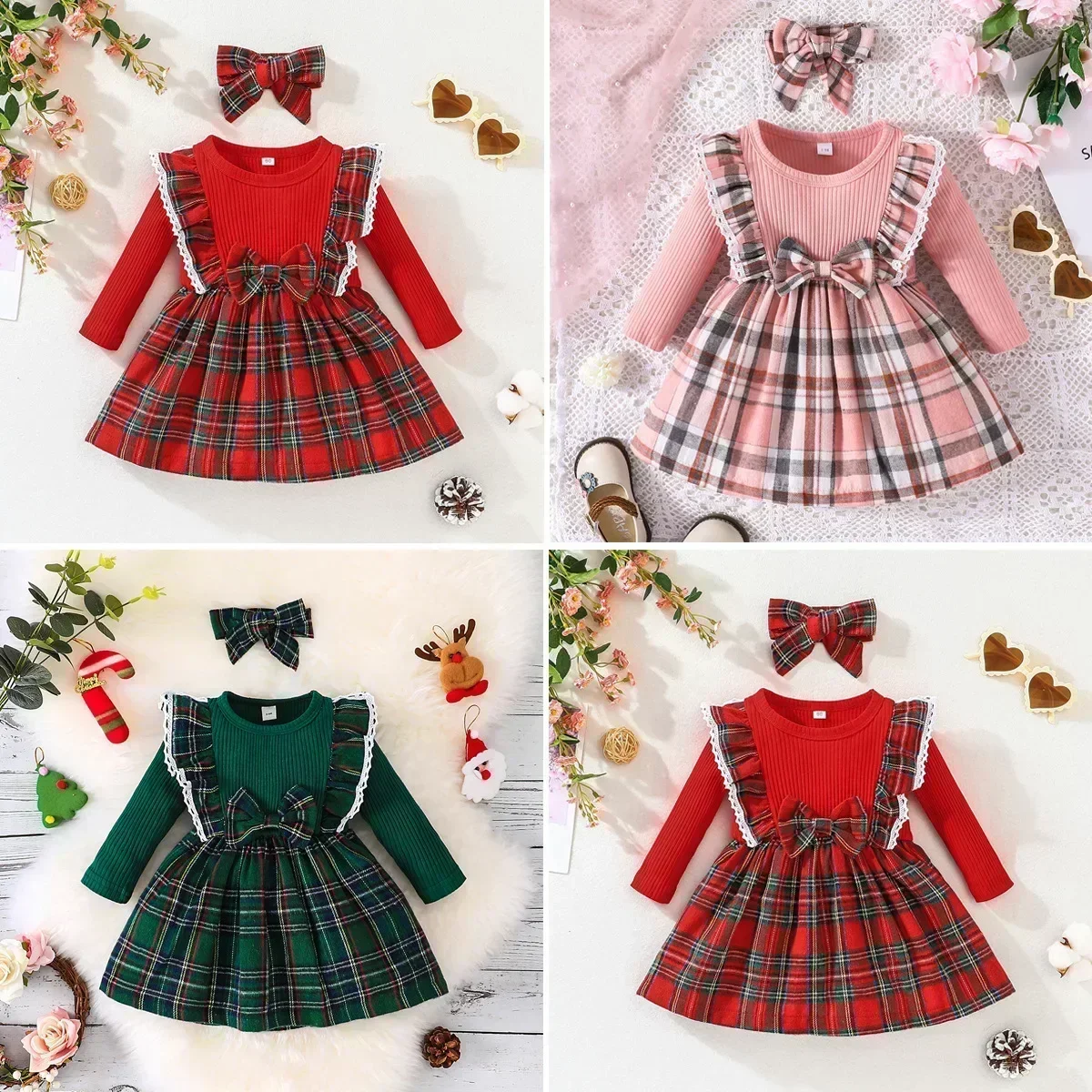 Girls-long-sleeved-dress-autumn-winter-children-s-Christmas-plaid-dress ...