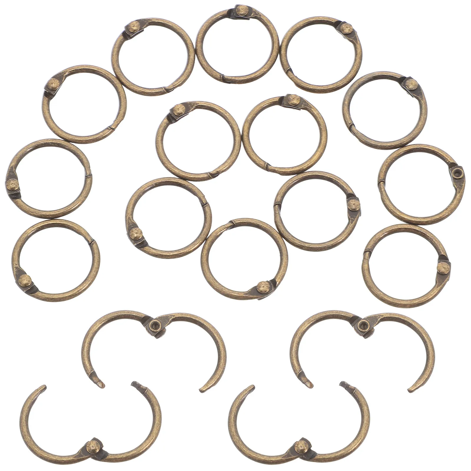 50Pcs Metal Binder Rings Loose Leaf Book Binding Circles Bronze Snap ...