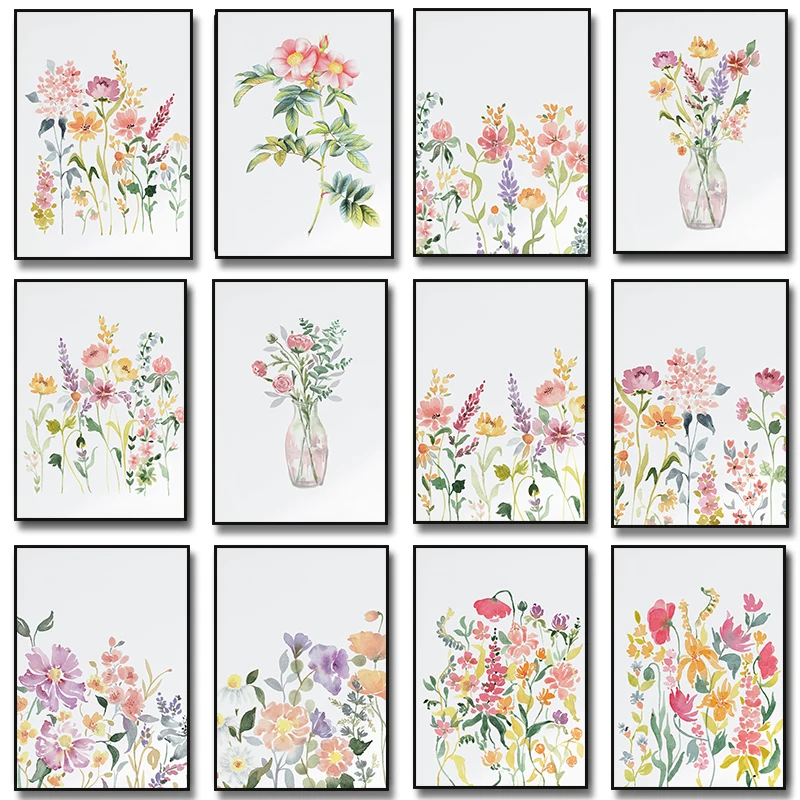 Watercolor Wildflower Watercolor Botanical Flower Poster Prints Plant ...