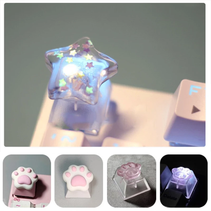 Keycap Games Backlit Cat Paw Diy Star Key Cap Mechanical Keyboards ...