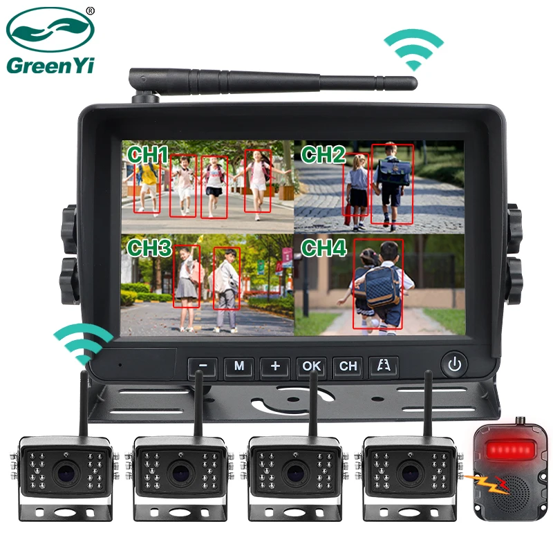 GreenYi-AHD-7-Wireless-Blind-Spot-Radar-BSD-Alarm-DVR-Record-Split ...