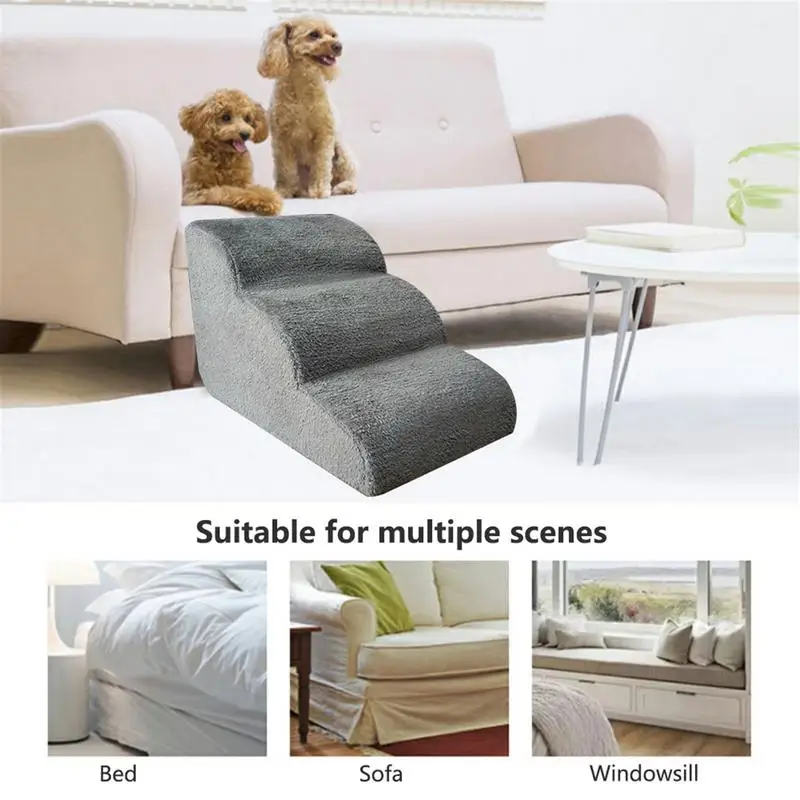 Dog Ladder 3 Tiers Dog Stairs For Small Dogs Foam Dog Ramp Extra Wide ...