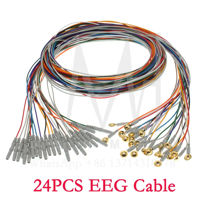 1-5M-24pcs-Gold-plated-Brass-Electrode-Din-1-5mm-Plug-EEG-EMG-Cable-For ...